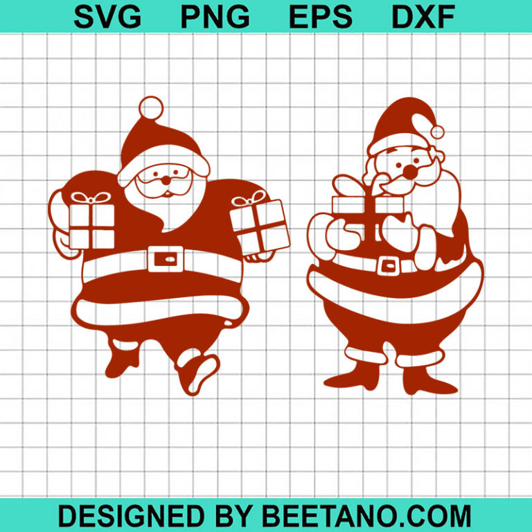 Santa With Christmas Gift SVG, Santa Claus SVG, Christmas Bundle SVG