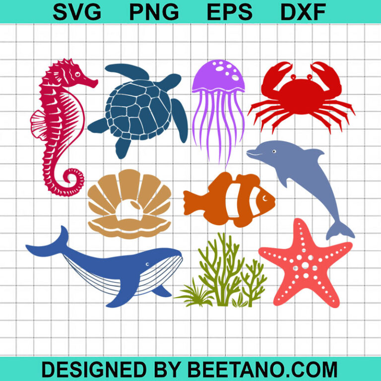 Sea Creatures Bundle SVG, Sea Animals SVG, Ocean Animals SVG
