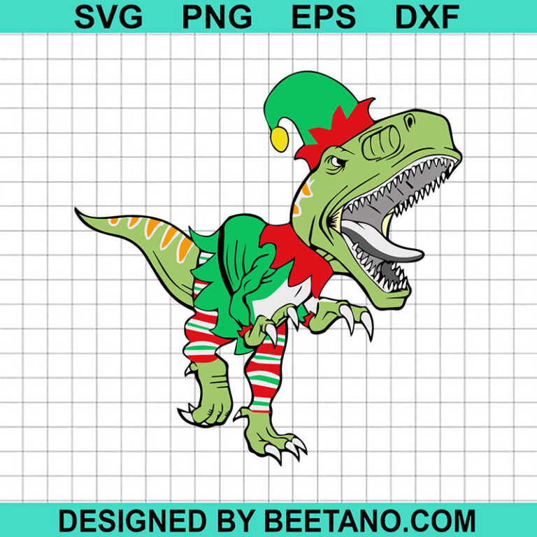 Elf Dinosaur SVG, T Rex Christmas SVG, Funny Dinosaur Costume Elf ...
