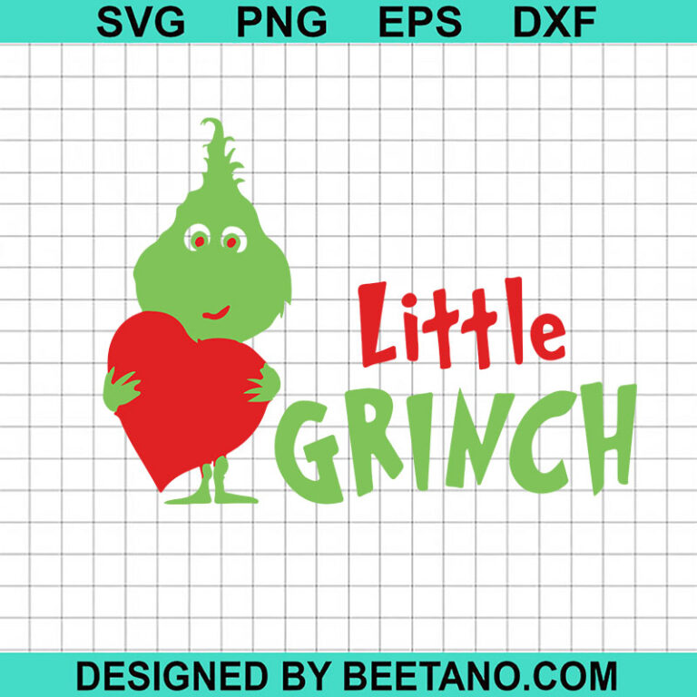 Little Grinch SVG, Cute Grinch Holding Heart SVG, Grinch Christmas SVG