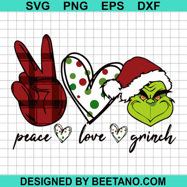 Peace Love Grinch SVG, Grinch Christmas SVG, Buffalo Plaid Christmas SVG
