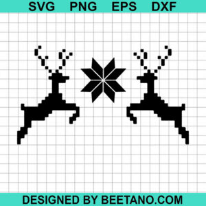 Pixel Reindeer SVG, Reindeer Christmas SVG, Merry Christmas SVG