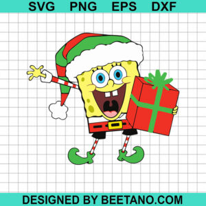 Cute Christmas Spongebob SVG, Spongebob Custome Elf SVG, Elf Christmas SVG