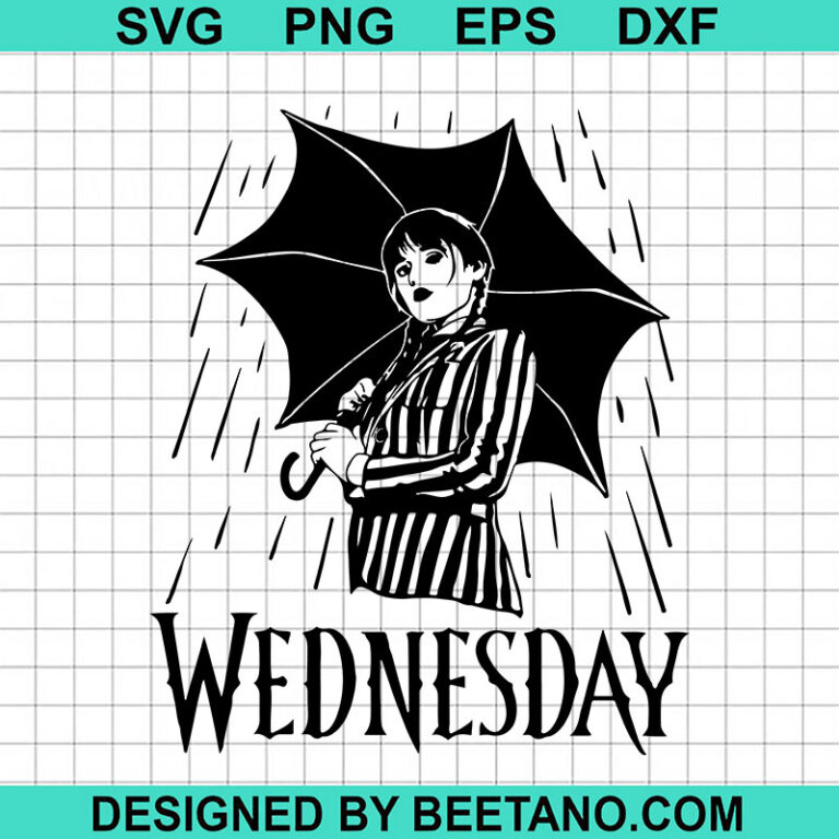 Wednesday Addams SVG, Addams Family SVG, Wednesday Girl With Umbrella SVG