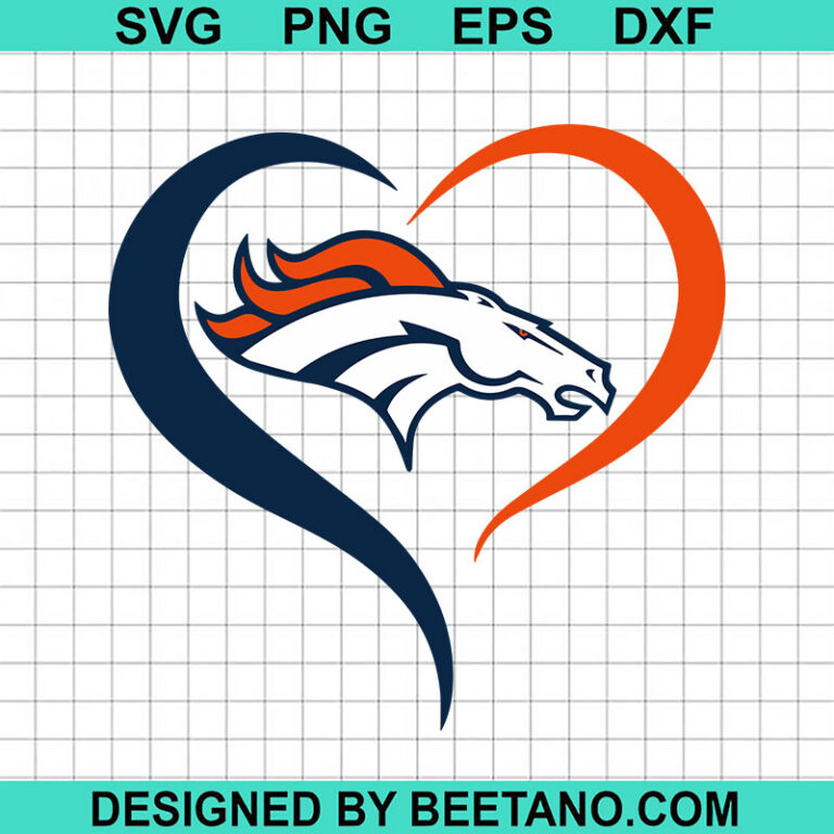 Denver Broncos Heart SVG, Denver Broncos Football Team SVG, Football SVG