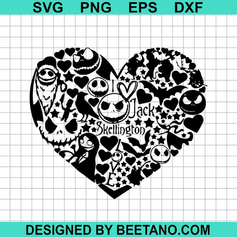 Jack skellington heart SVG, Jack skellington valentine SVG, I love jack ...