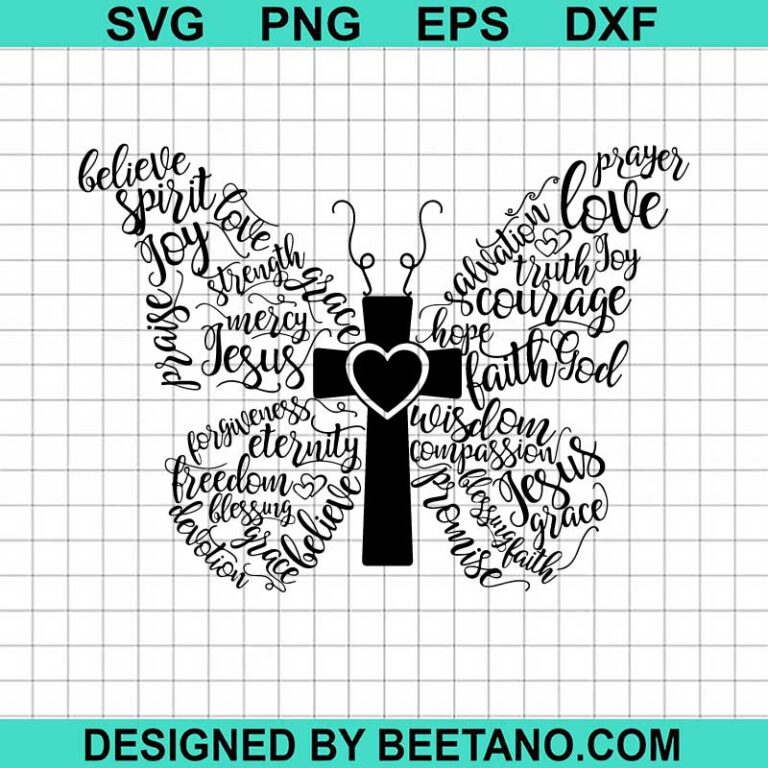 Butterfly Jesus Cross SVG, Butterfly Cross SVG, Jesus Faith SVG
