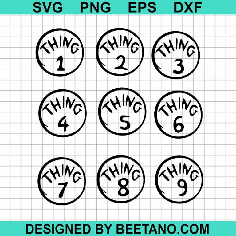 Thing 1 To Thing 9 SVG, Thing One Thing Two SVG, Dr Seuss SVG, Thing 1 ...
