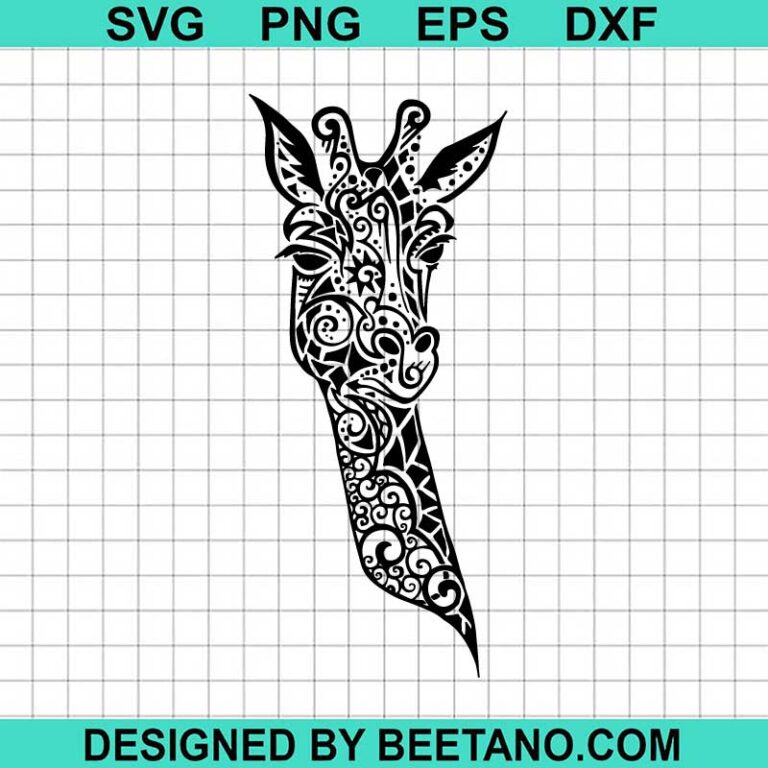 Mandala Giraffe Face SVG, Giraffe Head SVG, Mandala Animal SVG, Giraffe SVG