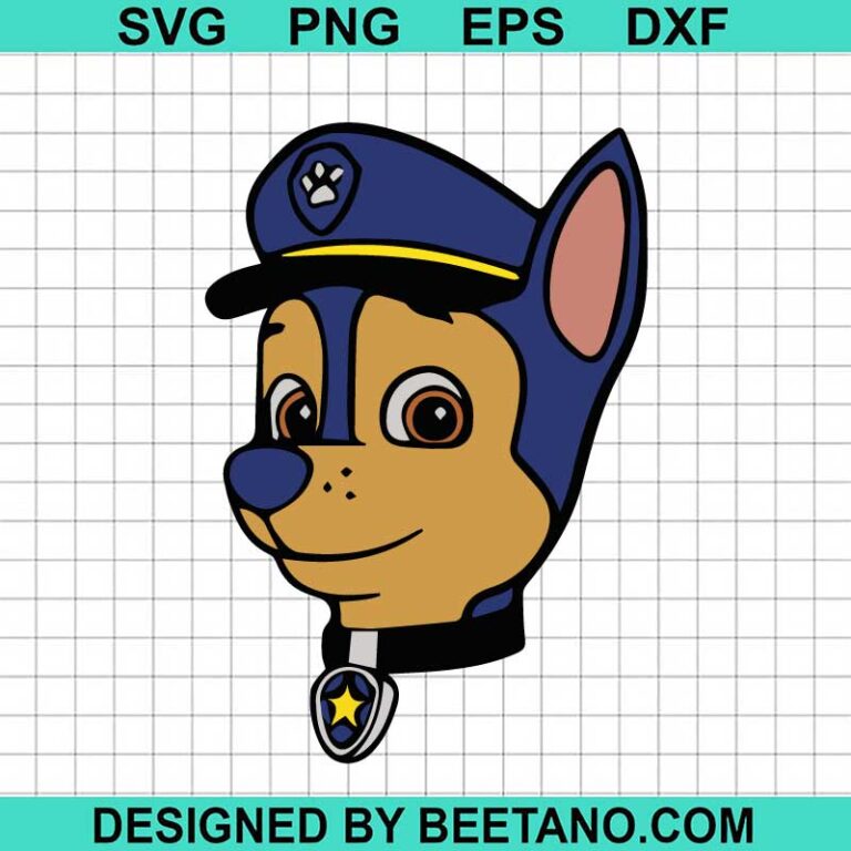 Chase Paw Patrol Face Svg, Chase Face Svg, Paw Patrol Dog Svg, Cartoon Svg