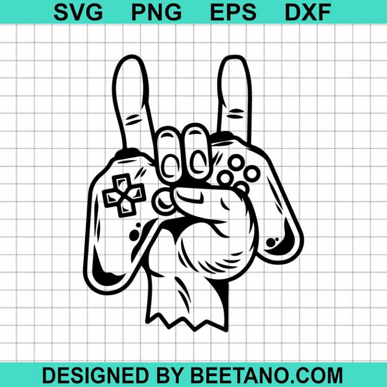 Rock Sign Gamer Controller Svg, Skeleton Hand Holding Game Controller ...