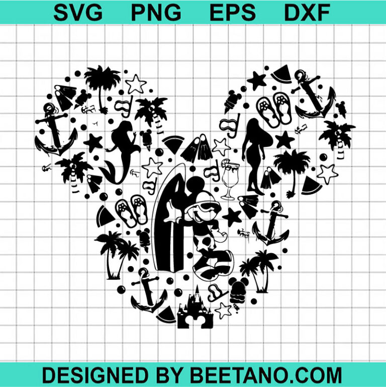 Mickey Mouse Summer Beach SVG, Summer Vacation SVG, Mickey Head SVG ...