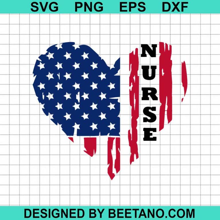 Nurse American Flag Heart Svg, Distressed Nurse Svg, Heart Nurse Svg ...