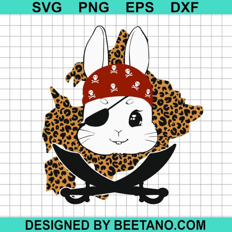 Pirate Bunny Svg, Pirate Rabbit Leopard Svg, Funny Easter Rabbit Svg