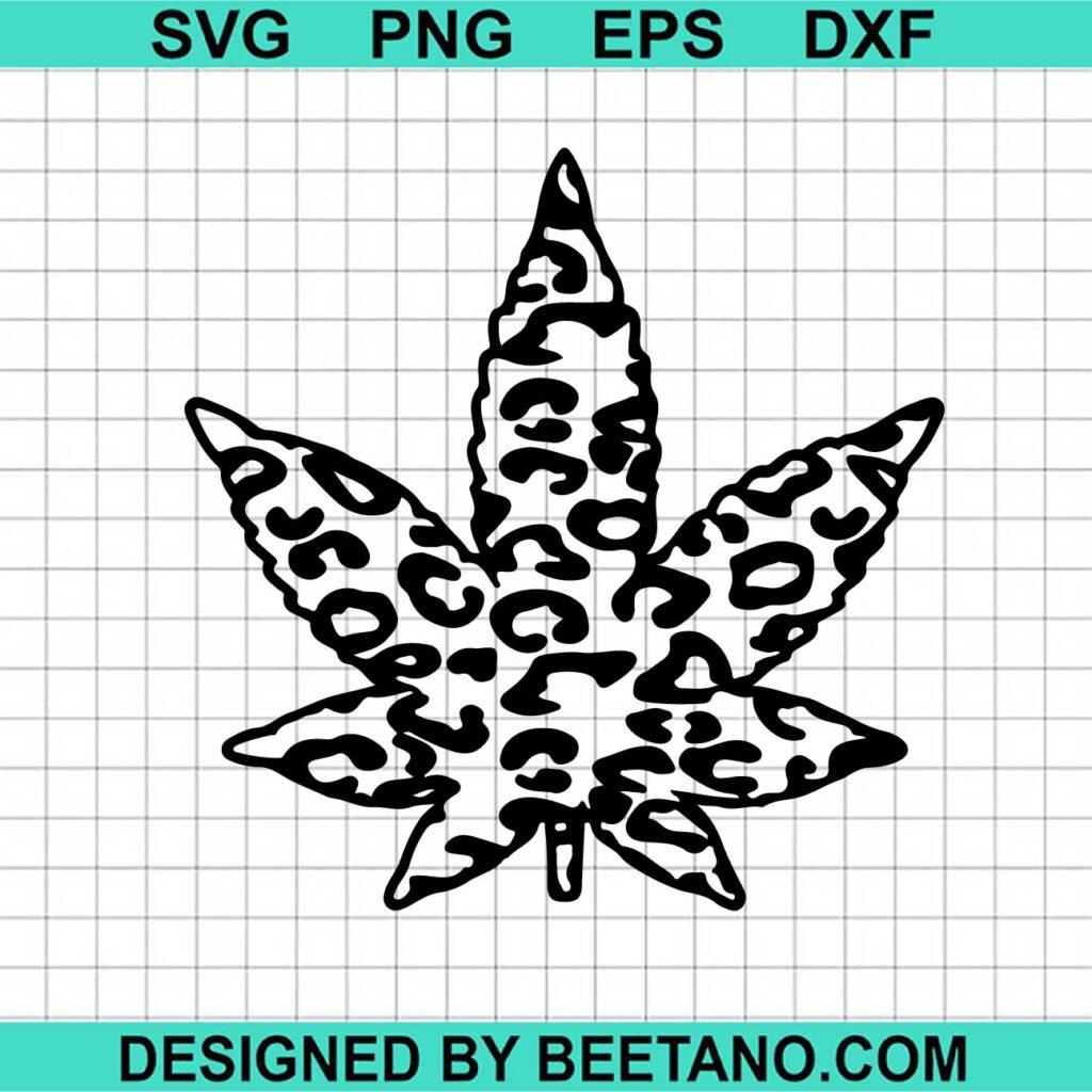 Leopard Marijuana Pot Leaf SVG, Weed Leaf SVG, Cannabis SVG
