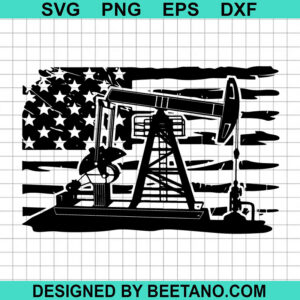 US Flag Oil Rig SVG, Oil Rig SVG, Oil Rig Derrick SVG, Worker SVG