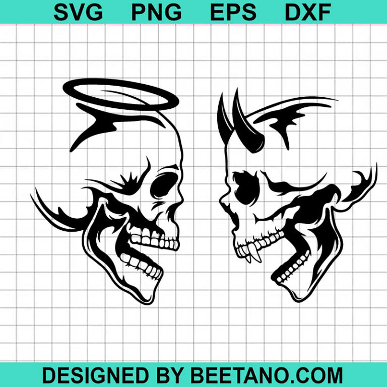 Devil And Angel Skull SVG, Saint And Demon SVG, Good And Bad SVG ...
