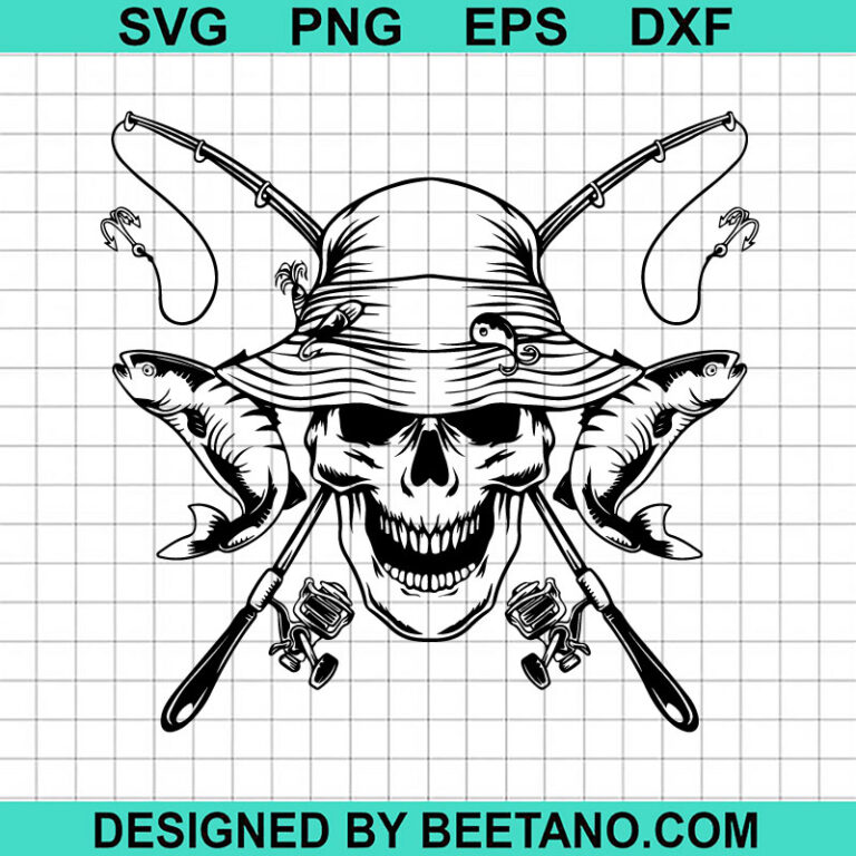 Skeleton Fishing SVG, Skull Fisherman SVG, Skeleton Fisherman SVG ...