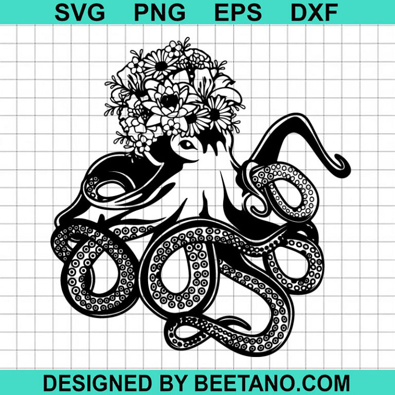 Floral Octopus SVG, Octopus With Floral SVG, Sea Animals SVG, Floral ...