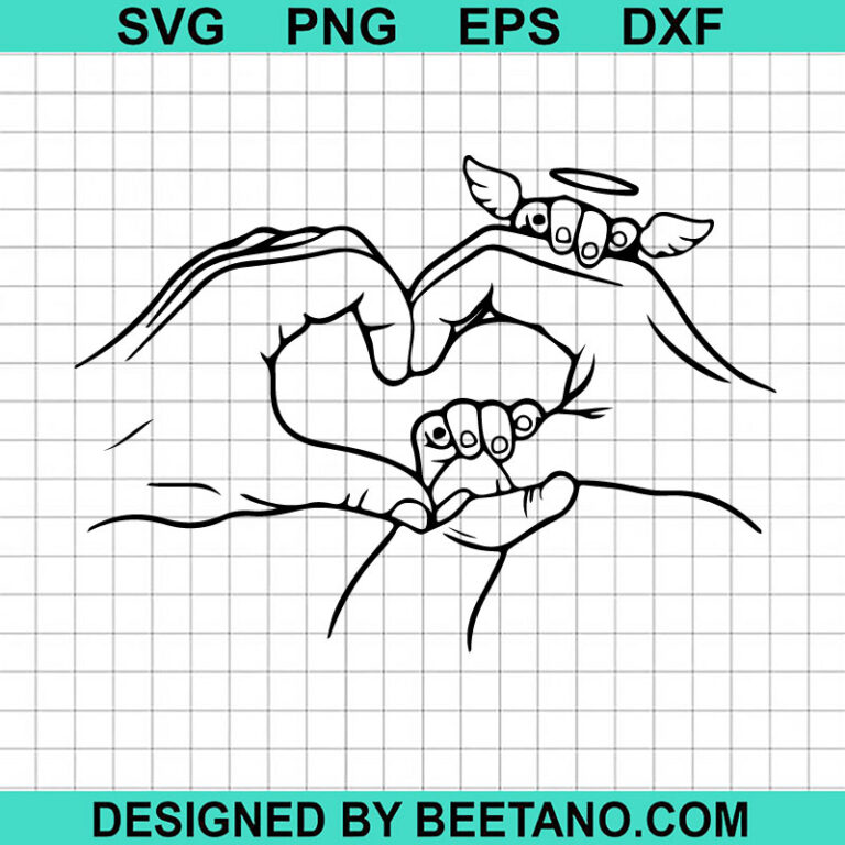 Baby Memorial Heart Hand SVG, Mom Dad And Baby Hand SVG, Hand With ...
