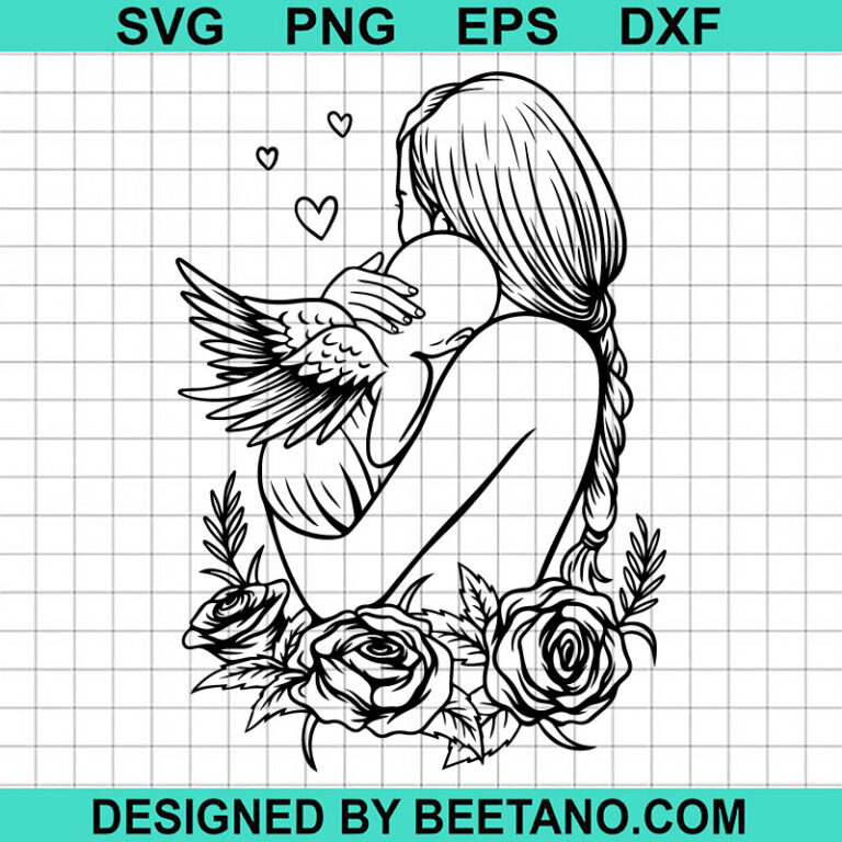 Baby In Loving Memory SVG, Mother Holding Angel Baby SVG, Baby Loss ...