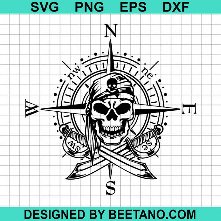 Skull Pirate Compass SVG, Skull Compass SVG, Pirate Tattoo SVG ...