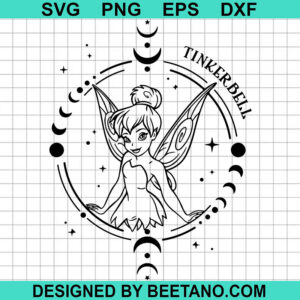 Fairy Tinkerbell SVG, Moon Phase SVG, Mystical SVG, Fairy Moon SVG