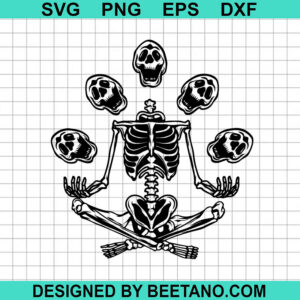 Skeleton Yoga Namaste SVG, Halloween Yoga SVG, Meditation Skeleton SVG