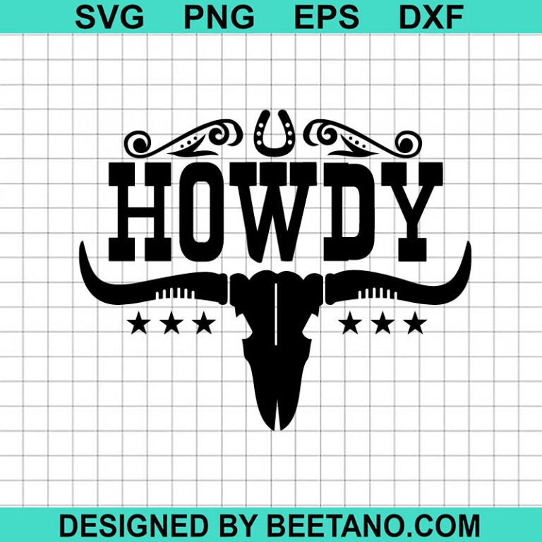 Howdy Cow Skull SVG, Howdy SVG, Skull Bull SVG, Retro Western SVG