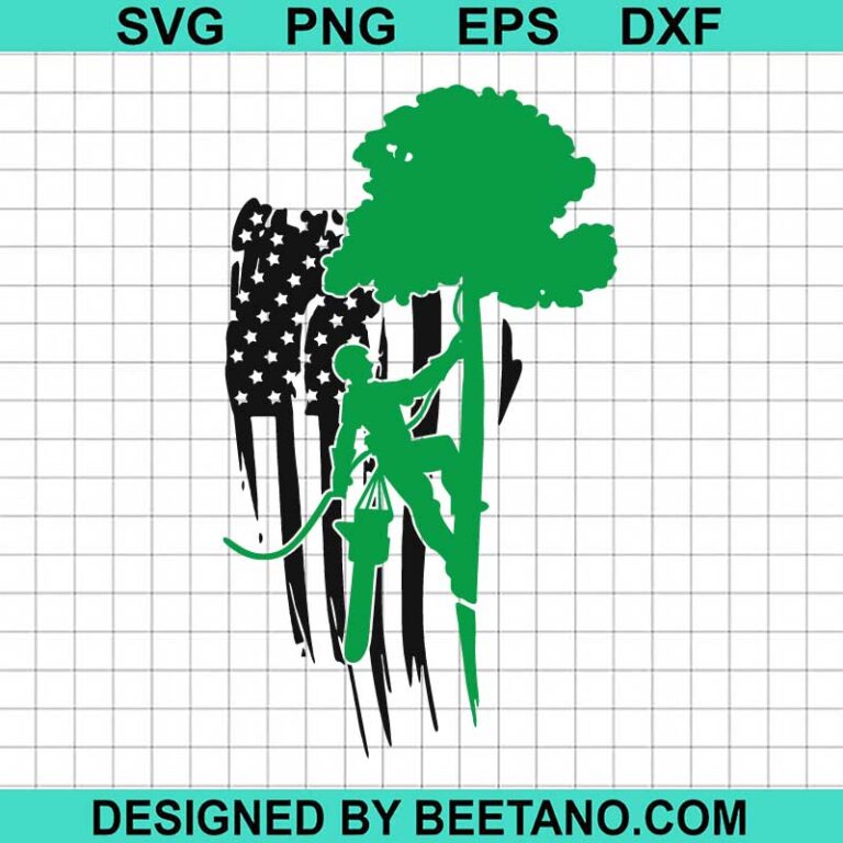 Tree Trimmer USA Grunge Flag SVG, Us Flag Pine Tree SVG, Tree Trimmer ...
