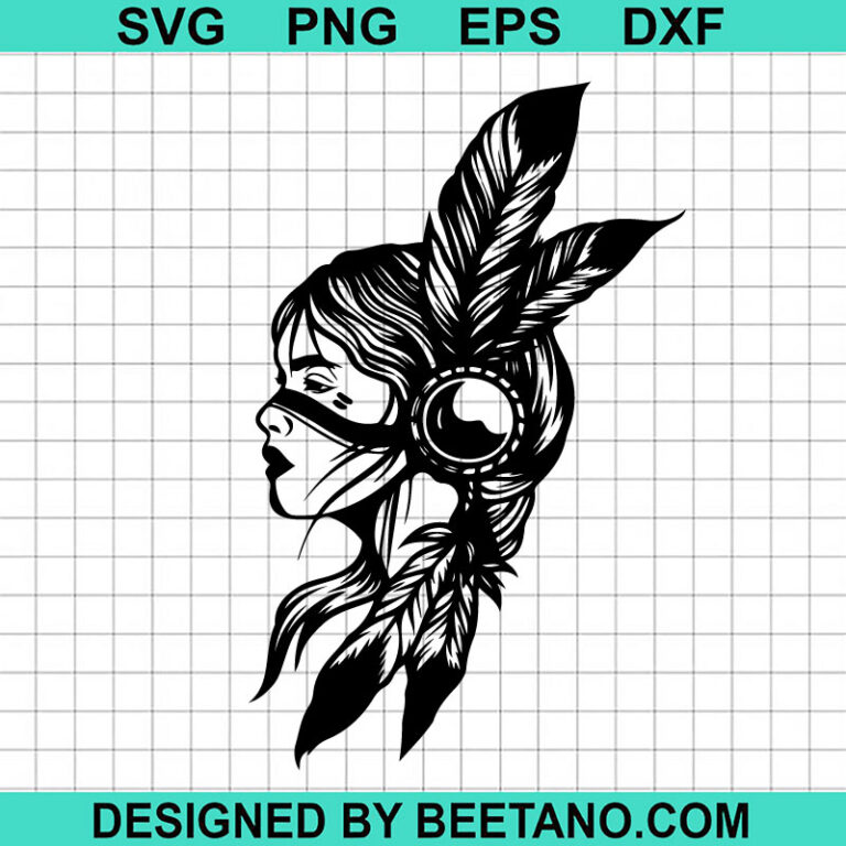 American Native Girl SVG, Indian Woman SVG, Girl Head With Native SVG