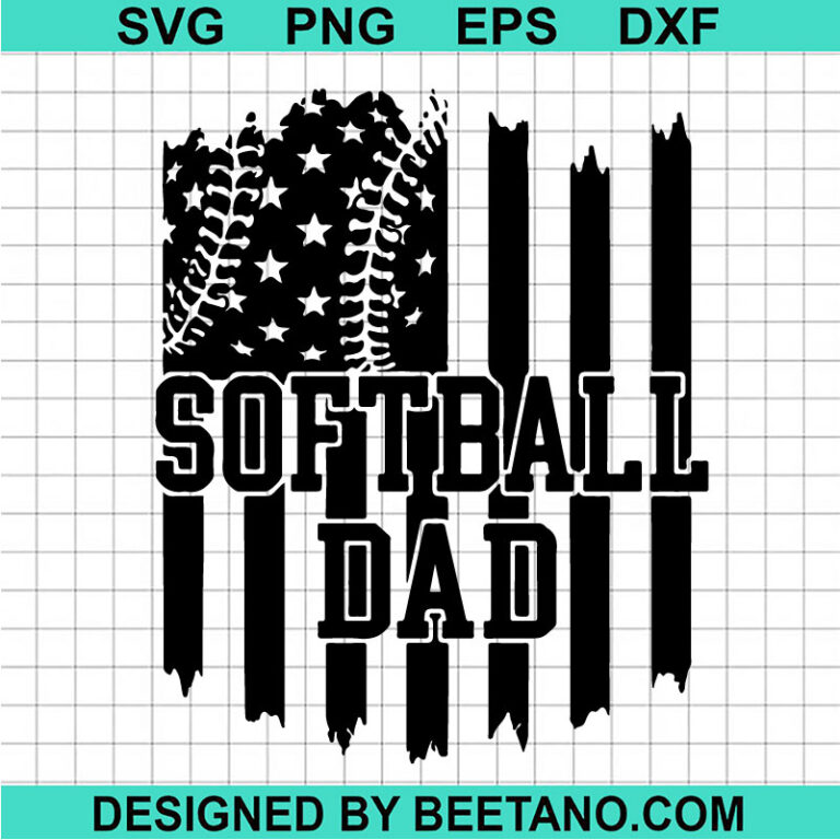 Us Flag Softball Dad SVG, American Dad SVG, Softball Dad SVG, Father's ...