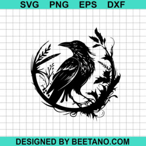 Raven On Branch SVG, Raven Bird SVG, Black Bird SVG