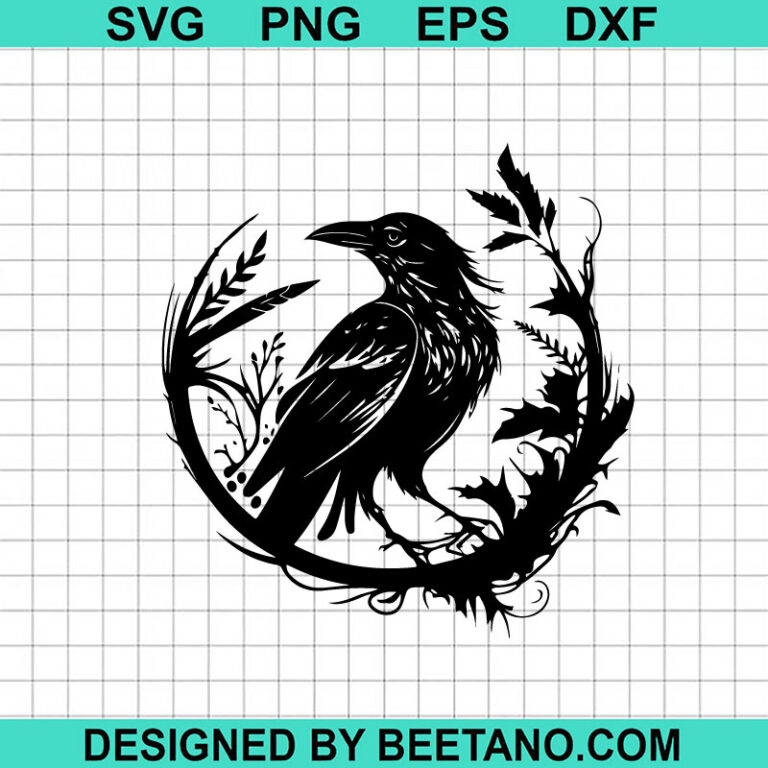 Raven On Branch SVG, Raven Bird SVG, Black Bird SVG