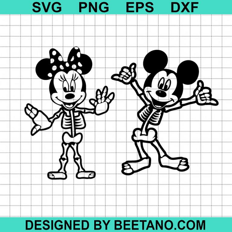 Mickey And Minnie Skeleton SVG, Disney Halloween SVG, Skeleton mouse SVG