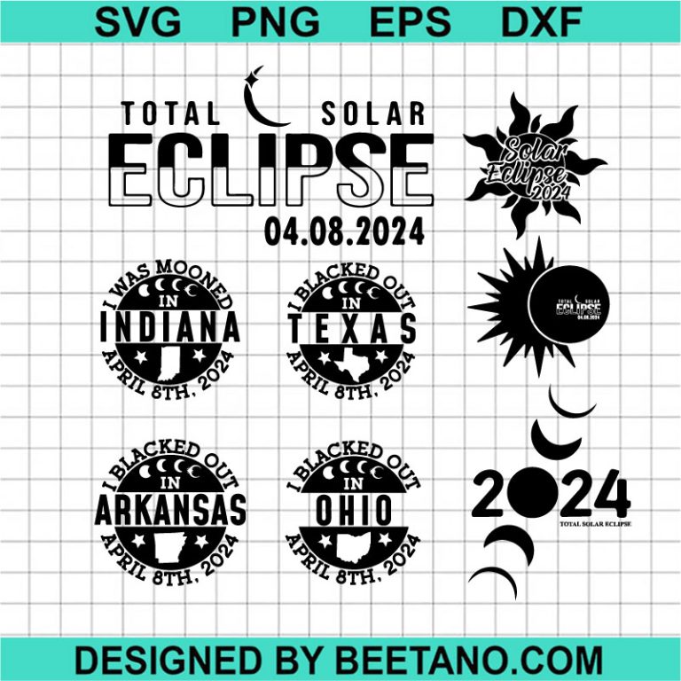 Total Solar Eclipse 2024 SVG Bundle, Blacked Out in USA April SVG ...
